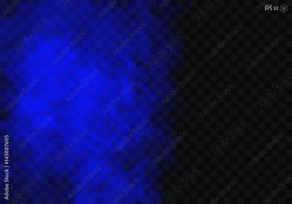 Fog or smoke blue isolated transparent special effect. White vector ...