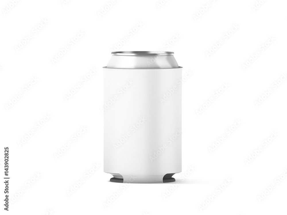 Blank white collapsible beer can koozie mockup isolated, 3d rendering ...