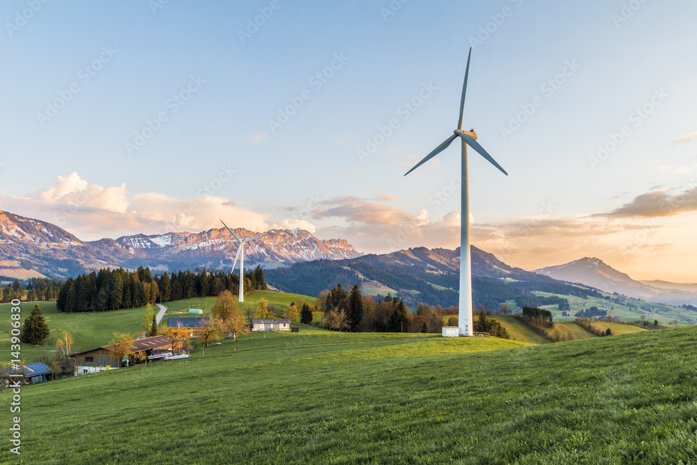 Windkraftanlage Entlebuch / Bern / Schweiz / Windpark Stock Photo ...