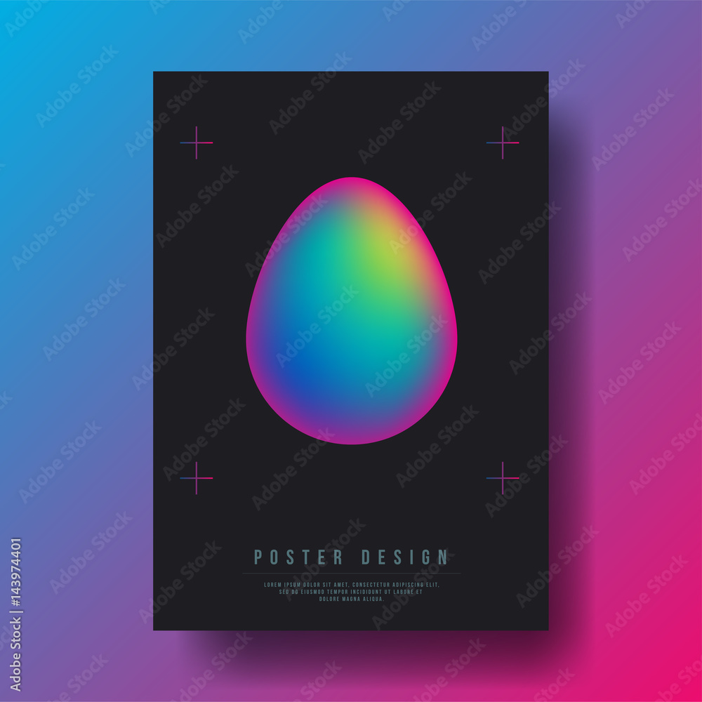 Abstract Colorful Gradient Easter Egg Cover Design layout for banners ...