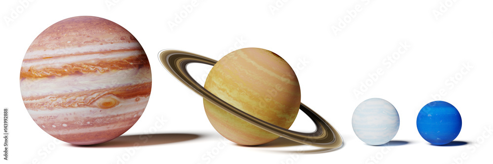 gas planets of the solar system, Jupiter, Saturn, Uranus and Neptune ...