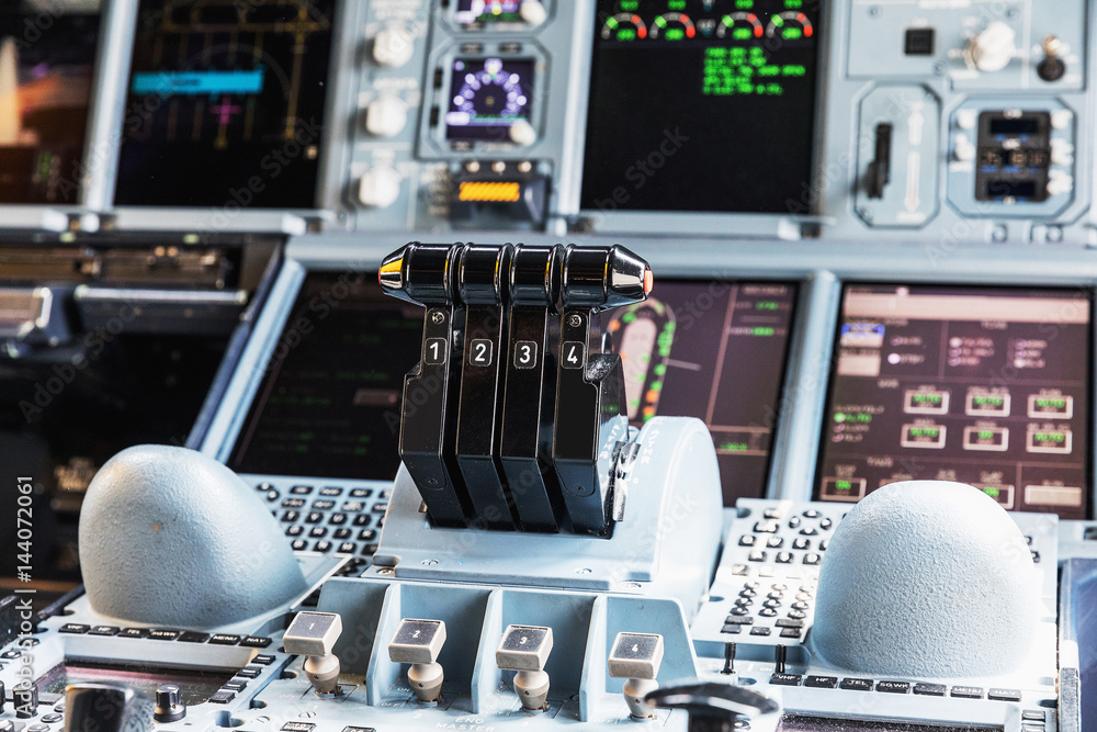 Dashboard and center console of the largest passenger aircraft Airbus ...