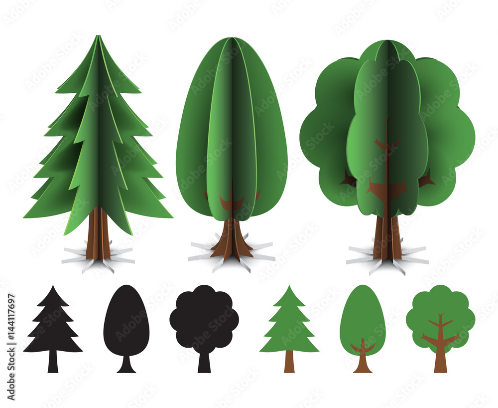 Cardboard trees Stock Vector | Adobe Stock