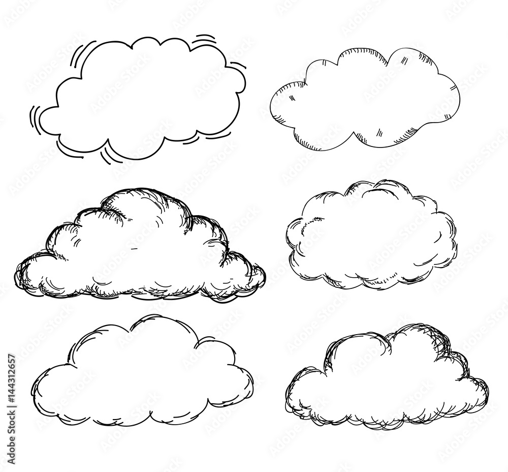 Hand drawn clouds vector Stock Vector | Adobe Stock