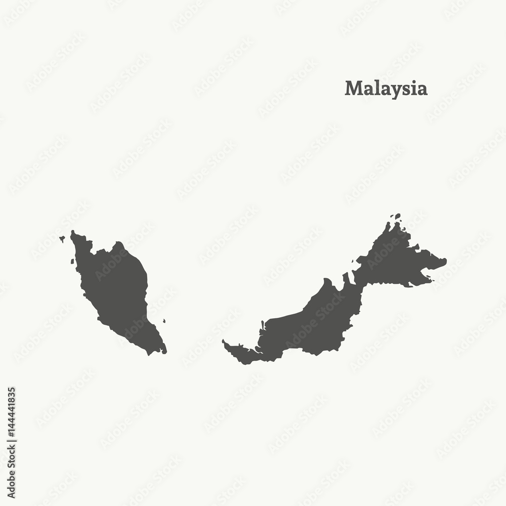 Outline map of Malaysia. vector illustration. Stock Vector | Adobe Stock