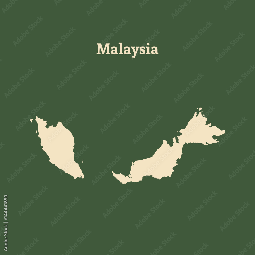 Outline map of Malaysia. vector illustration. Stock Vector | Adobe Stock