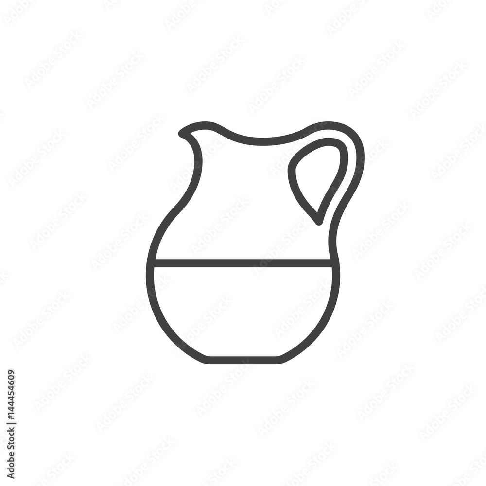 Milk glass jug, jar line icon, outline vector sign, linear style pictogram isolated on white ...