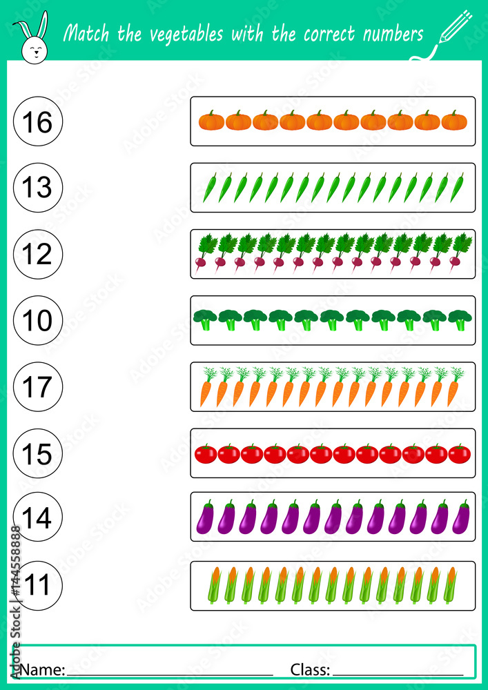 match the vegetables with the correct numbers Stock Vector | Adobe Stock
