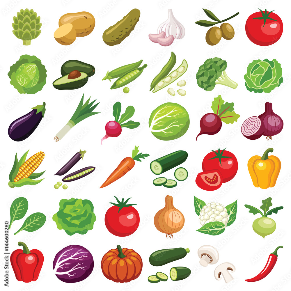 Vegetables icon collection - vector color illustration Stock Vector ...