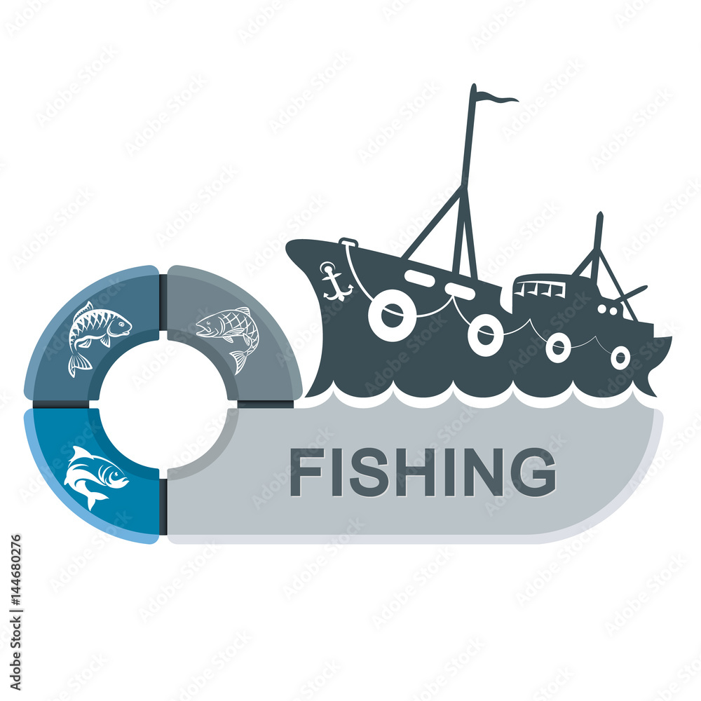 Fishing trawler with infographics Stock Vector | Adobe Stock