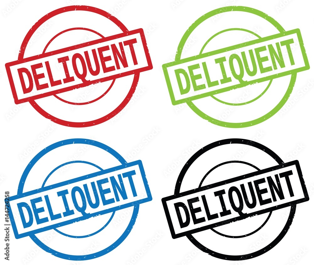 DELIQUENT text, on round simple stamp sign. Stock Illustration | Adobe ...
