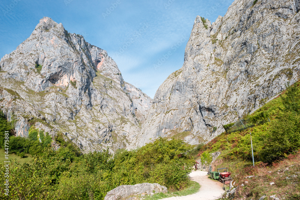 Hiking trail to the village Bulnes. the village is one of the remotest ...