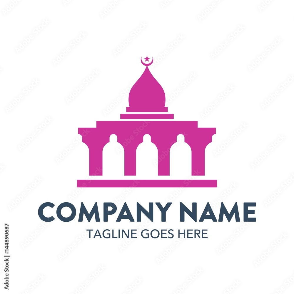 Eid Mubarak Islamic Mosque Logo Stock Vector | Adobe Stock
