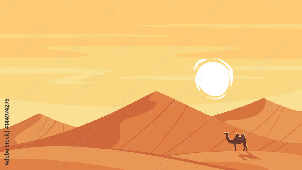 Vector cartoon style background with hot desert Stock Vector | Adobe Stock