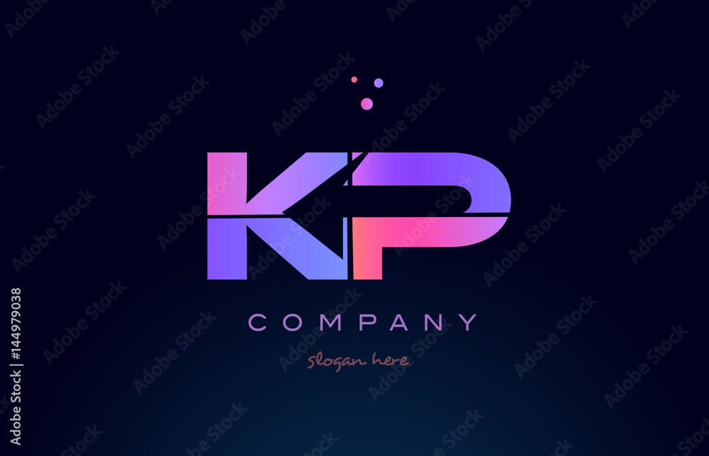 kp k p creative blue pink purple alphabet letter logo icon design Stock ...