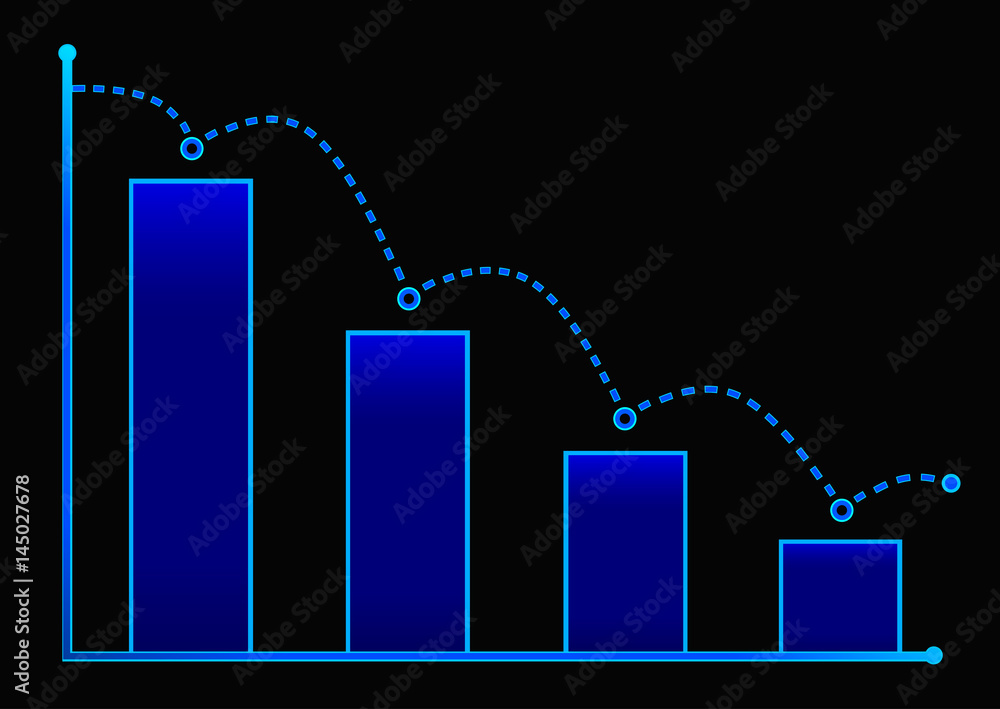Decreasing bar graph with blue arrow . Isometric bar graph with two ... Decreasing bar graph with blue arrow . Isometric bar graph with two ...