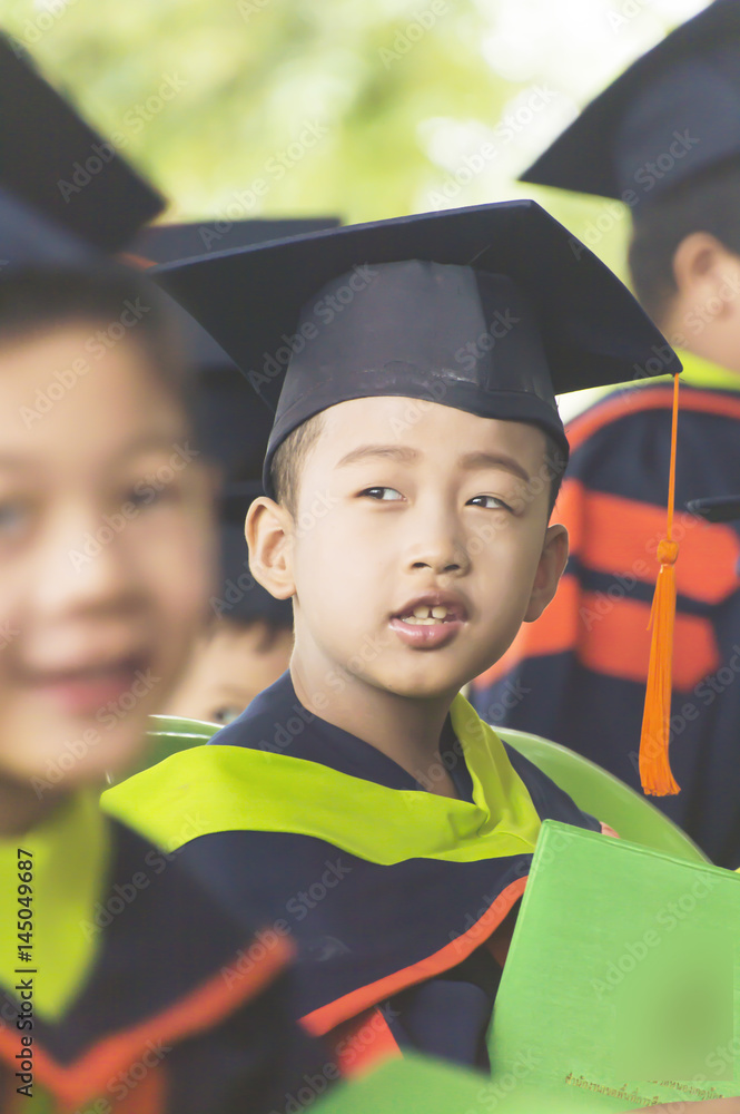 Portrait asian little boy.Congratulations Kindergarten graduation ...