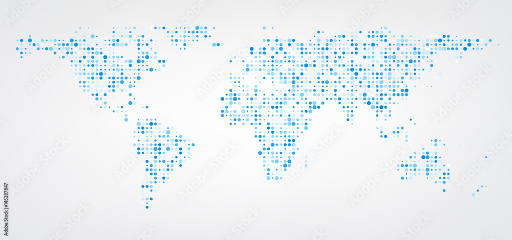 World map of blue dots background. Stock Vector | Adobe Stock