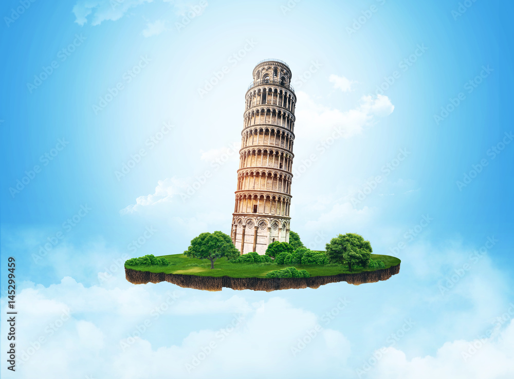 3d illustration of a soil slice, Travel in Italy, Leaning Tower of Pisa ...