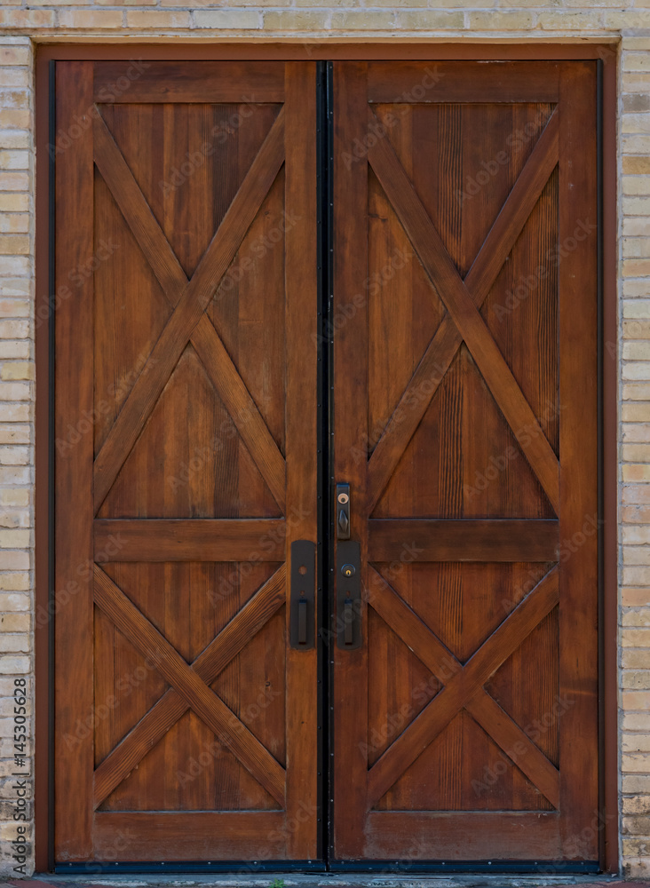 Rustic Double Wooden Door Stock Photo | Adobe Stock