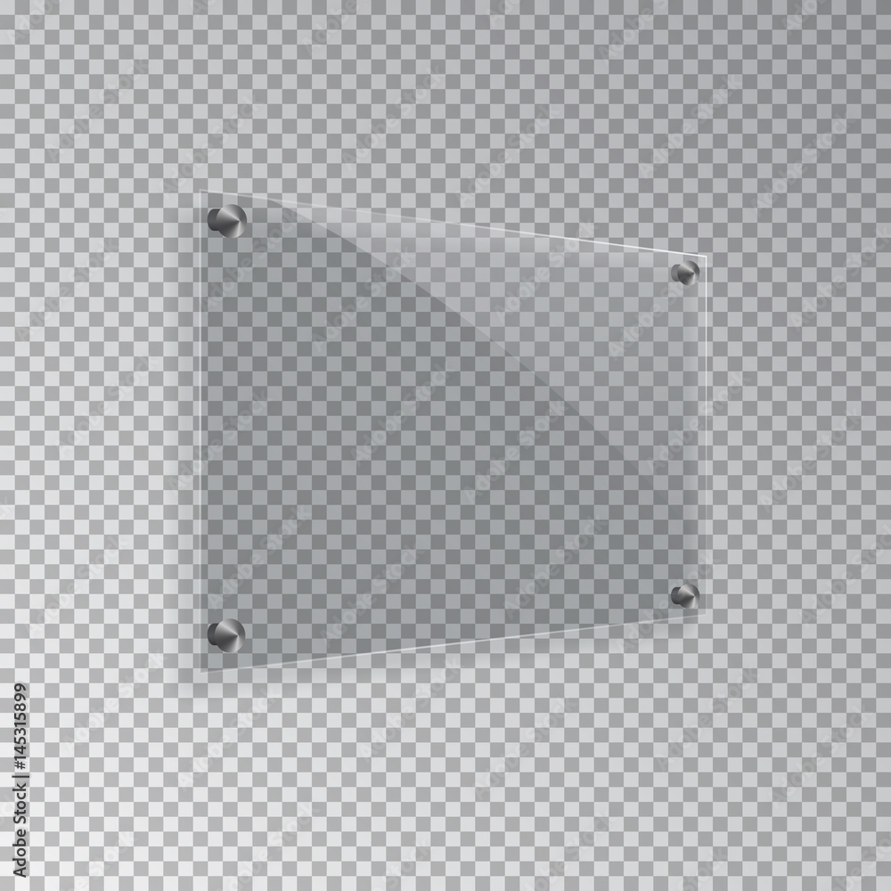 Vector realistic glass plate in perspective isolated on transparent ...