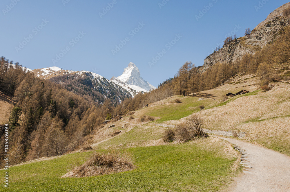 Stock-Foto „Zermatt, Dorf, Alpen, Matterhorn, Furi, Zmutt, Blatten ...