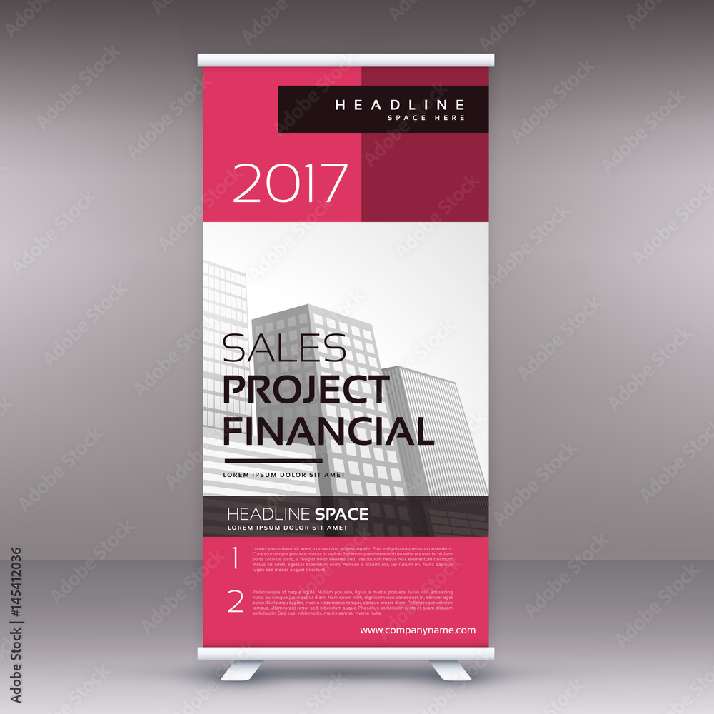 clean modern pink standee roll up banner design template Stock Vector ...