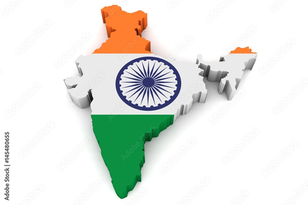 Ilustración de Stock Country shape of India - 3D render of country ...