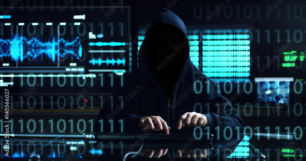 Hacker tries to enter the system using codes and numbers to find out ...