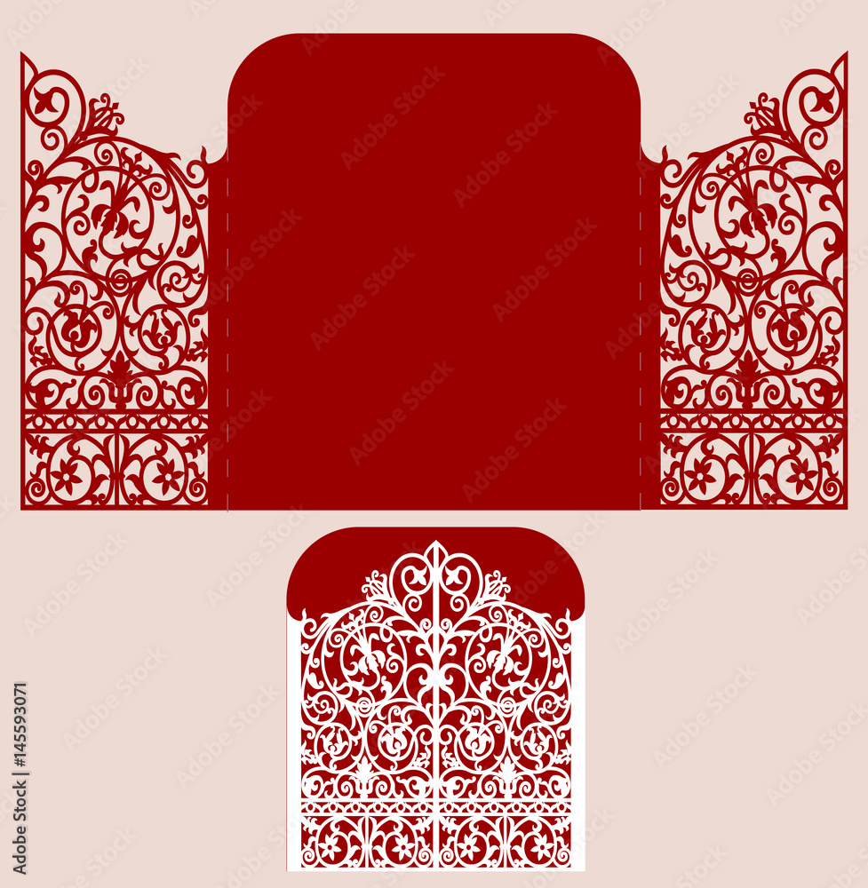 laser cut wedding invitation Stock Vector | Adobe Stock
