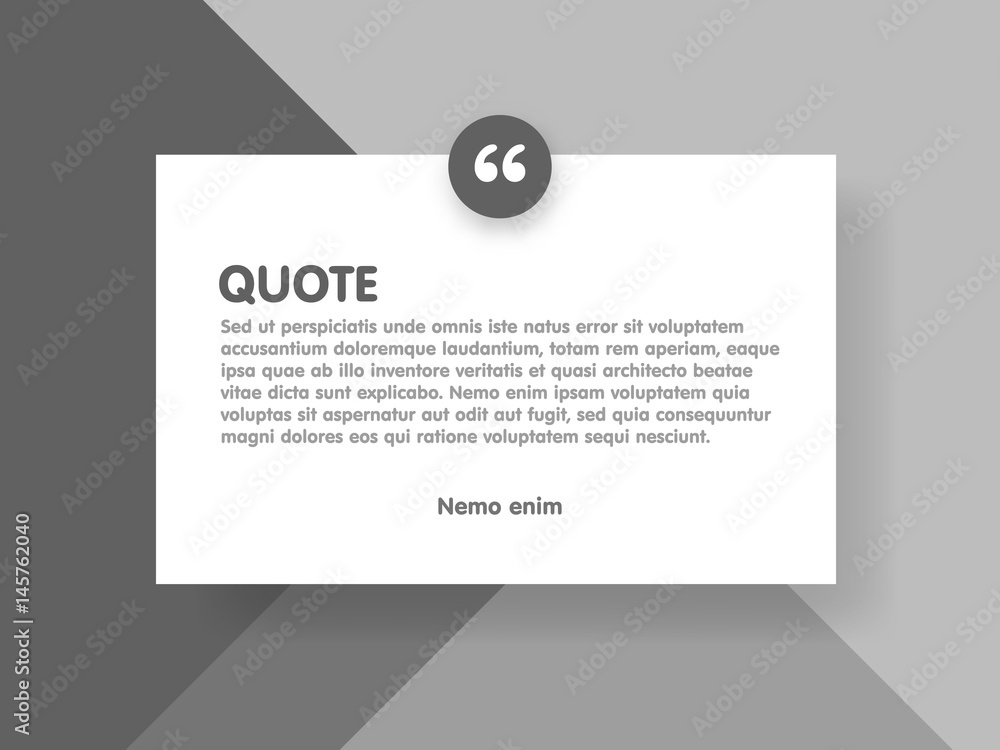 Material design style background and quote rectangle with sample text ...