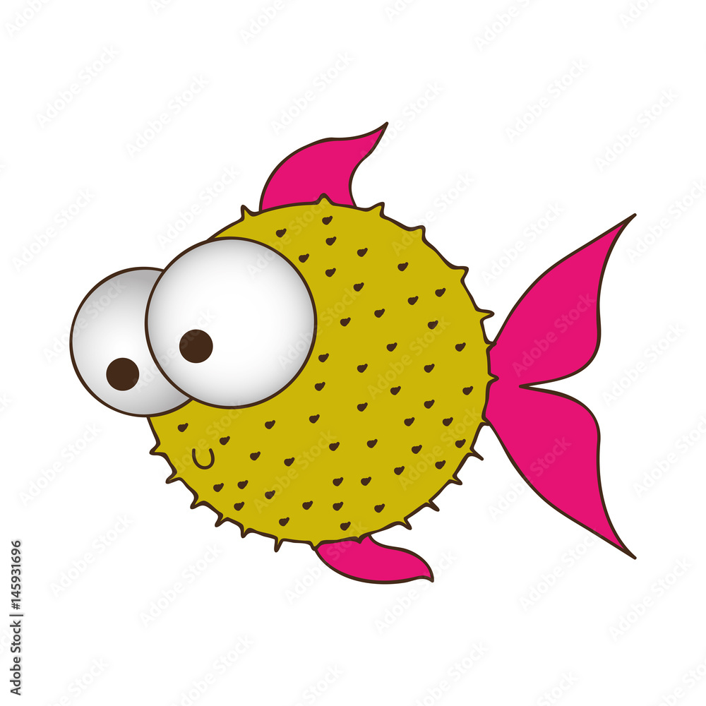 silhouette color of blowfish with big eyes vector illustration Stock ...