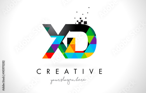 XD X D Letter Logo with Colorful Triangles Texture Design Vector. Stock ...