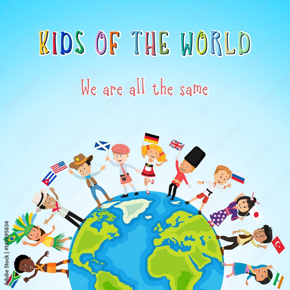 Kids of the world - Flags Stock Vector | Adobe Stock