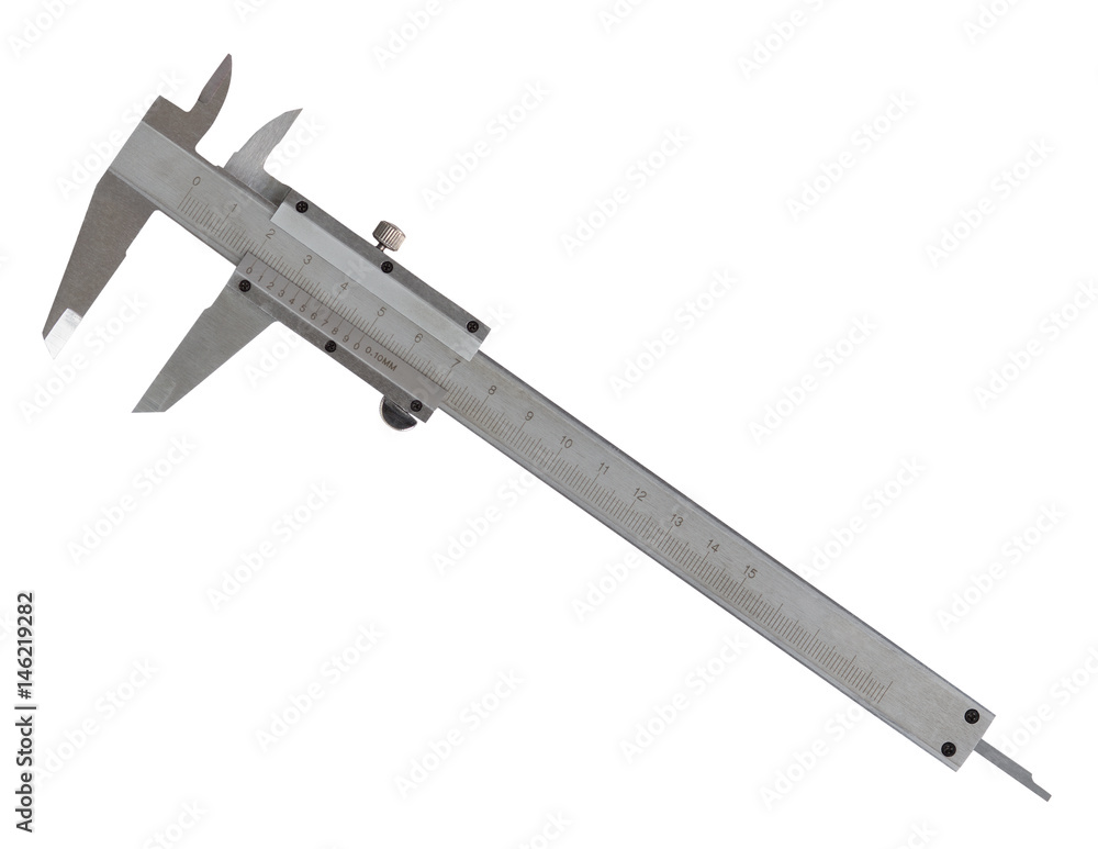 Vernier caliper isolated on white background. Vernier - a small movable ...