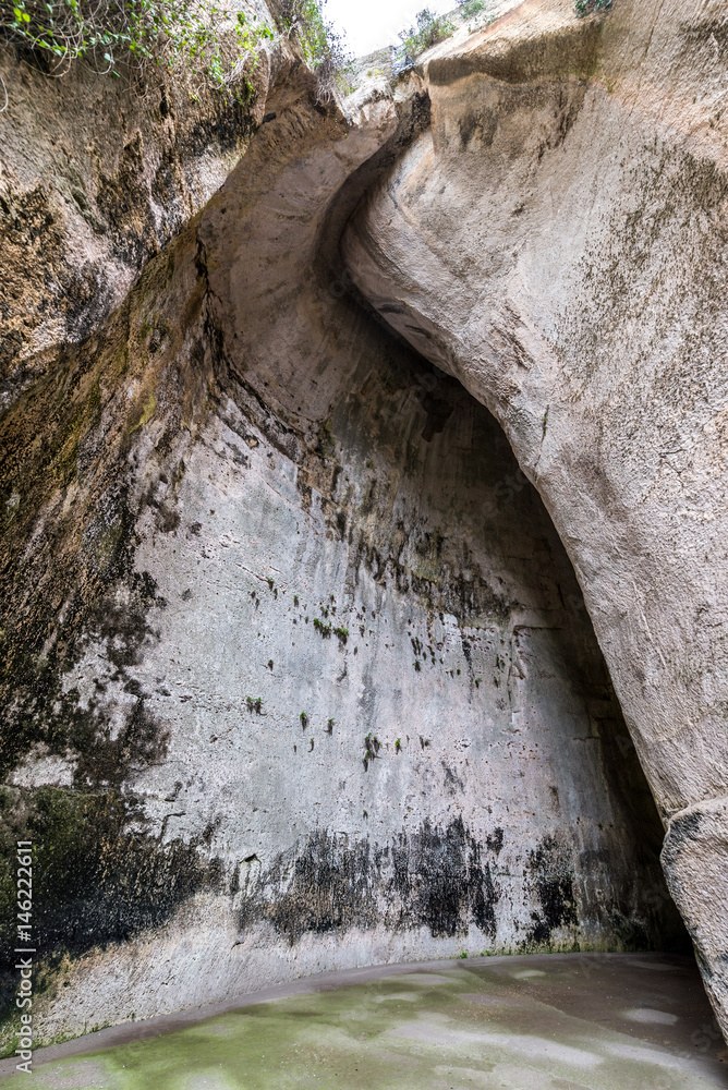 Entry to cave called Ear of Dionysius in ancient quarry, Neapolis ...