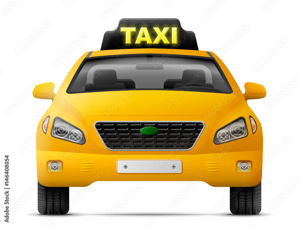 Vector de Stock Yellow taxi car isolated on white background. Modern ...