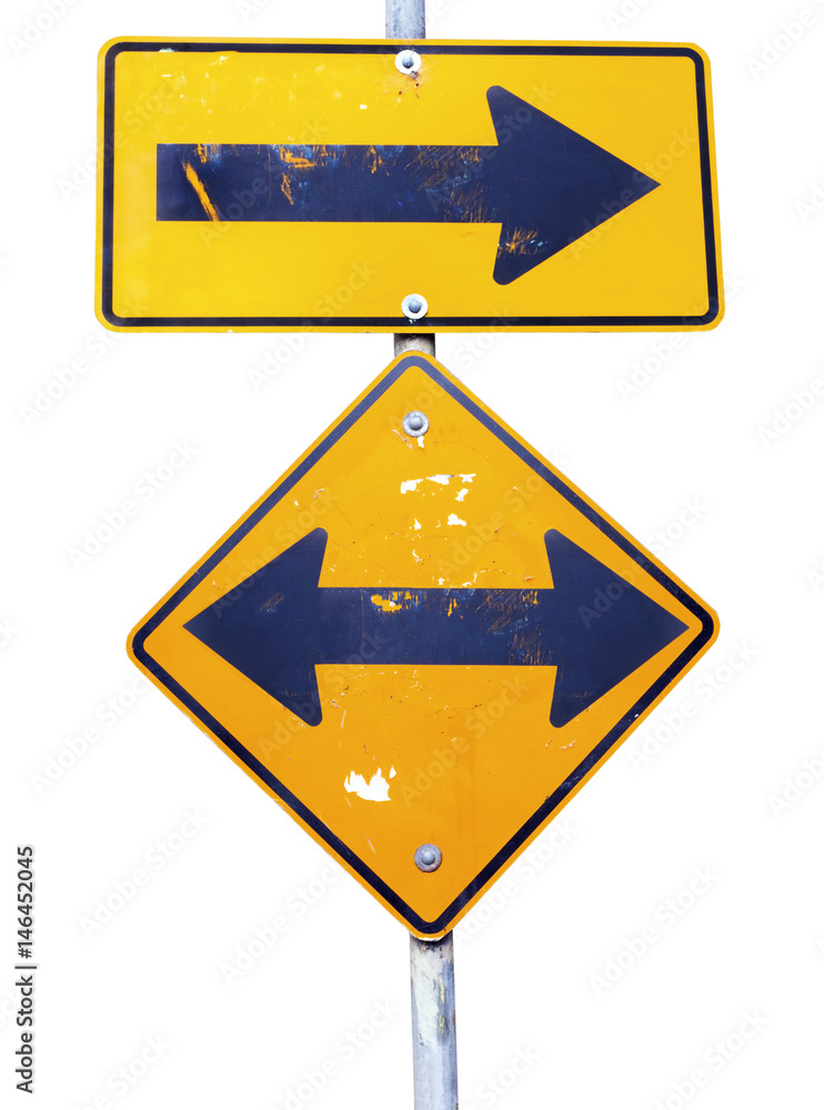 Confusing road signs. Isolated. Vertical. Stock Photo | Adobe Stock