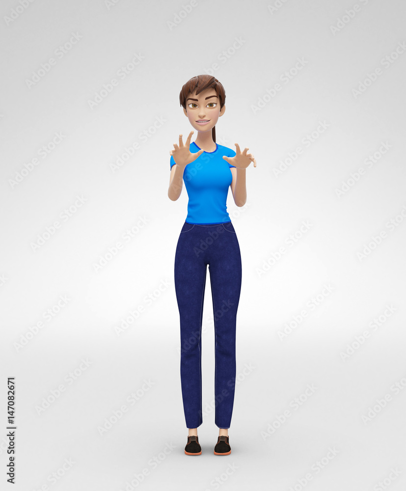 Mischievous, Greedy and Threatening Jenny - 3D Cartoon Female Character ...