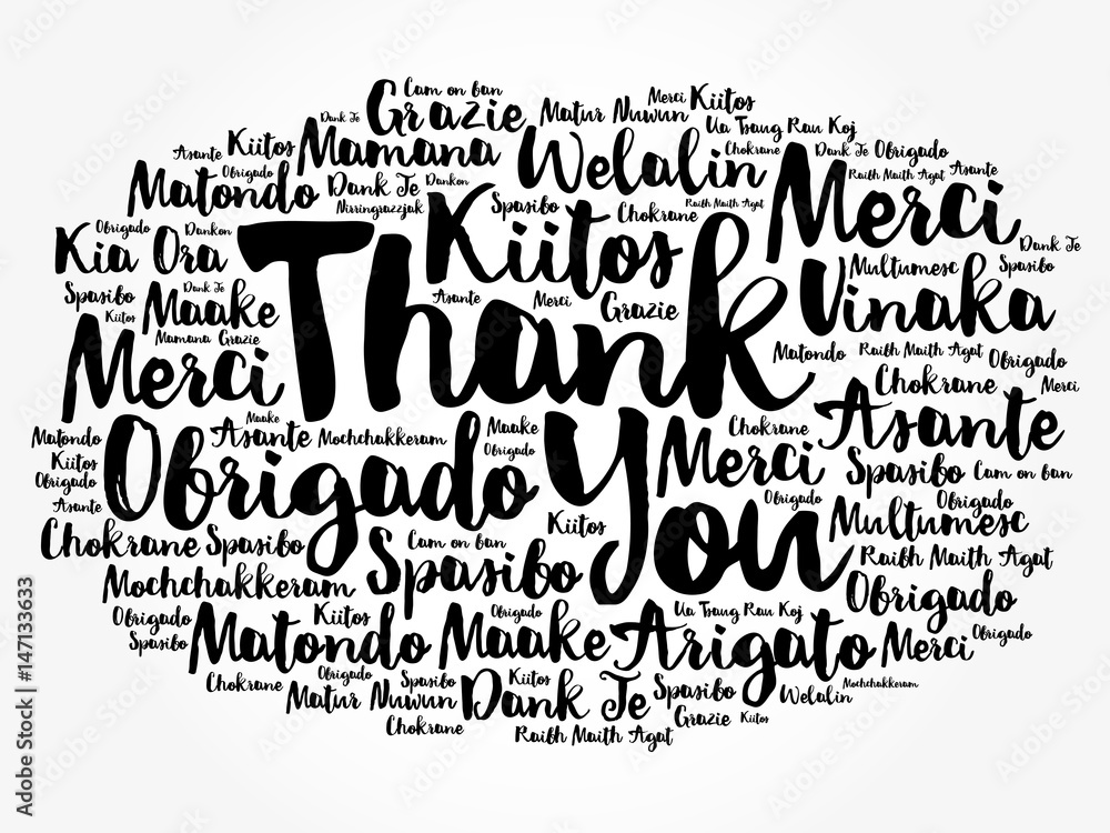 Thank You Word Cloud background, all languages, multilingual for ...