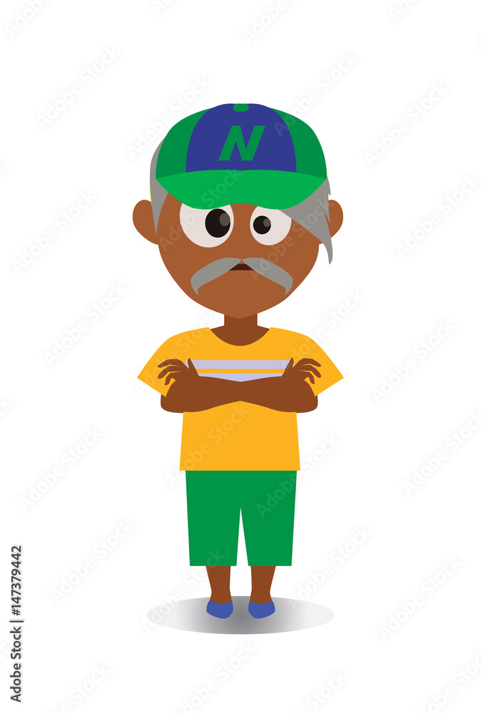 Grumpy and Unhappy, Surprised Avatar of Cartoon Character in Flat ...