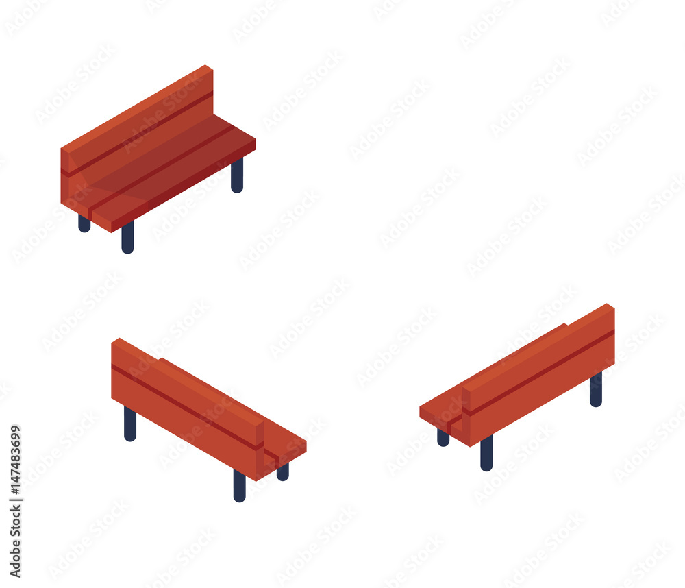 Isometric Park Benches Object or Icon - Element for Tileset Map ...