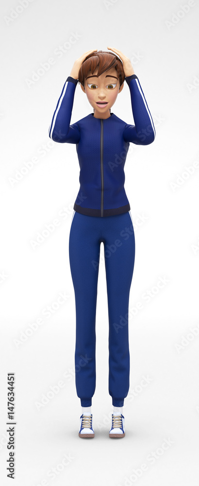 Panicky, Restless and Discouraged Jenny - 3D Cartoon Female Character ...