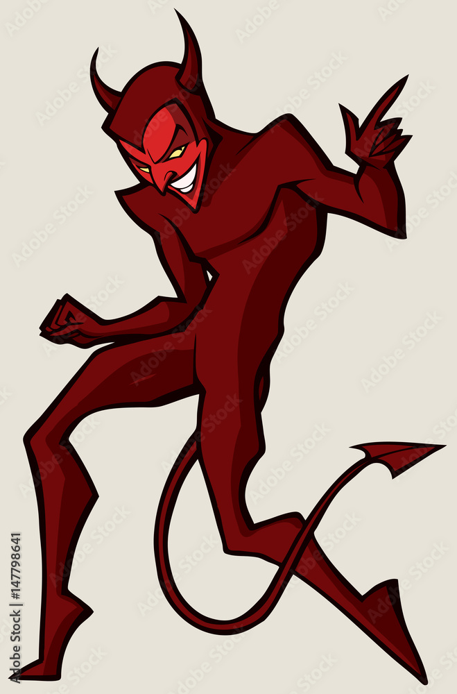 cartoon halloween illustration of man wearing devil costume 素材庫插圖 ...