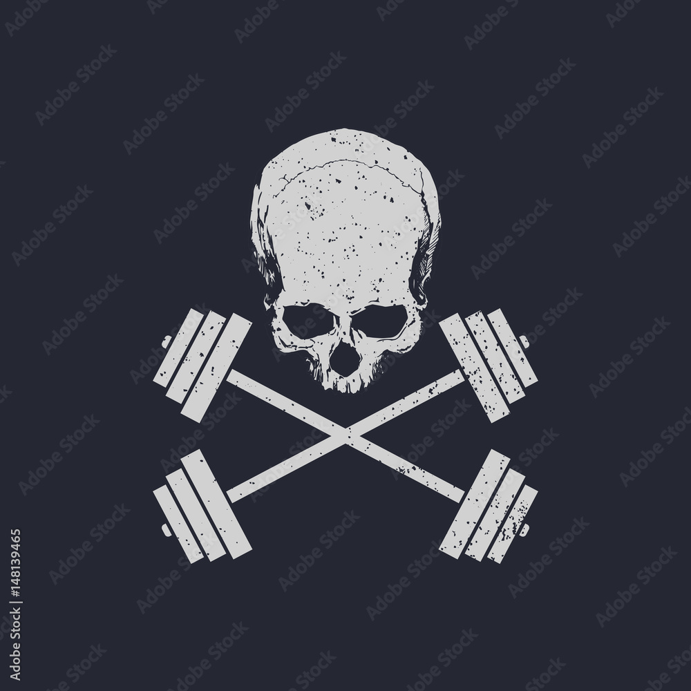 Fitness logo skull and cross weights vector illustration Stock Vector ...