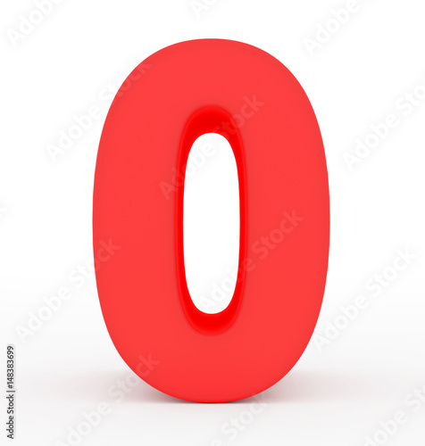 number 0 3d red isolated on white Stock Photo | Adobe Stock