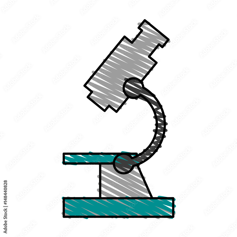 color crayon stripe cartoon microscope science tool vector illustration ...
