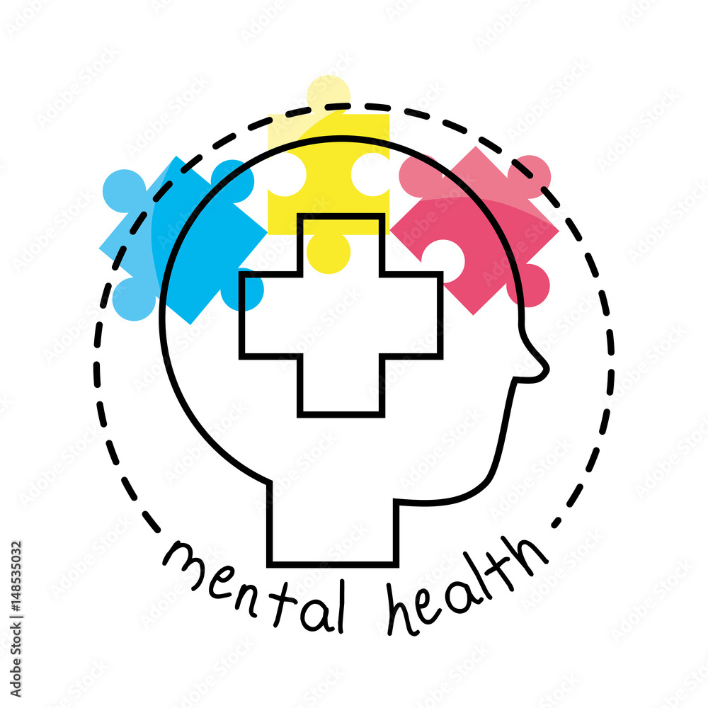 human silhouette with coss brain puzzle, vector illustration Stock ...
