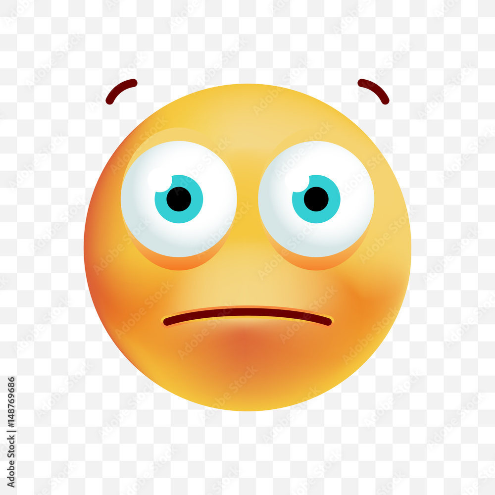 Cute Confused Emoticon on White Background. Isolated Vector ...