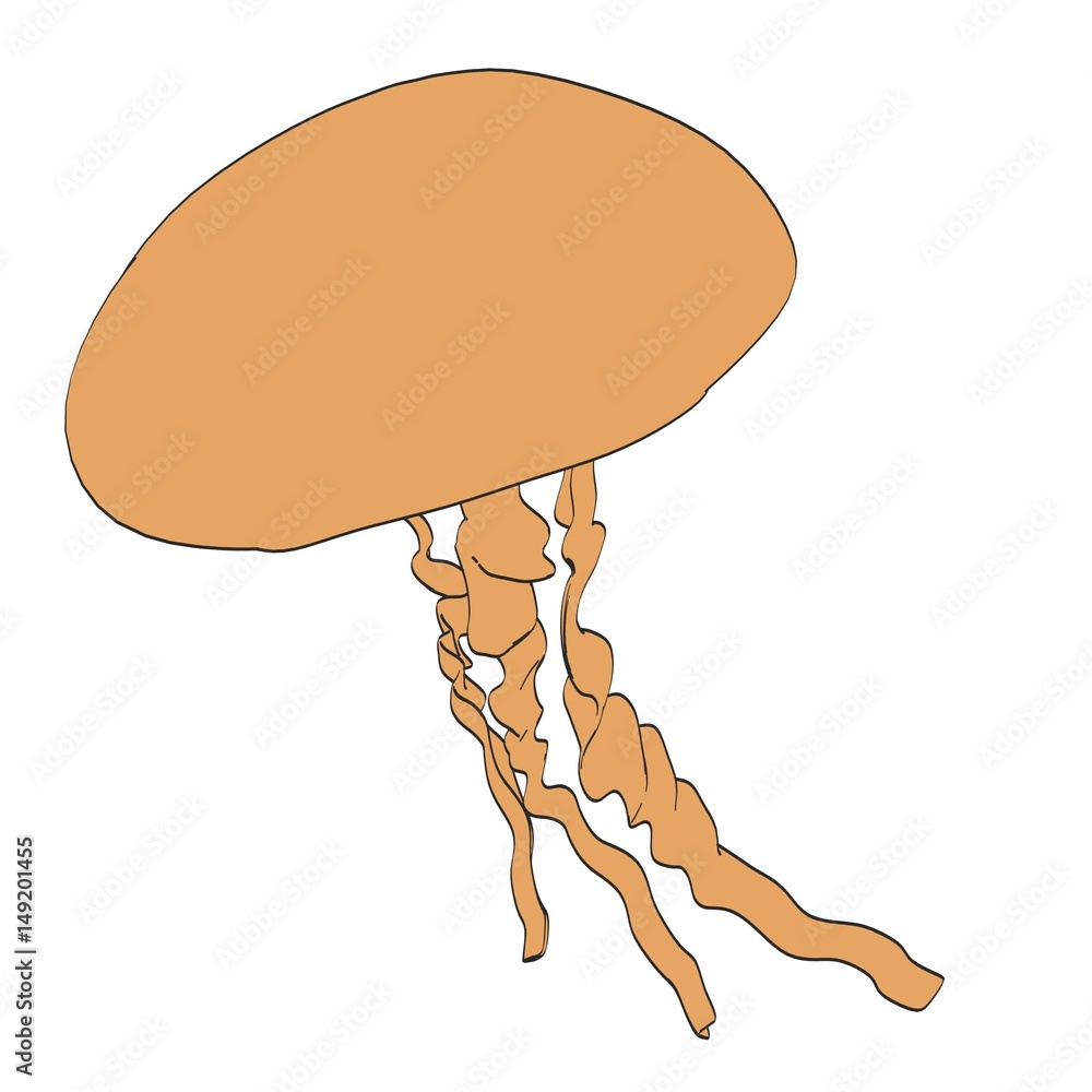 2d cartoon illustration of jellyfish Stock Illustration | Adobe Stock